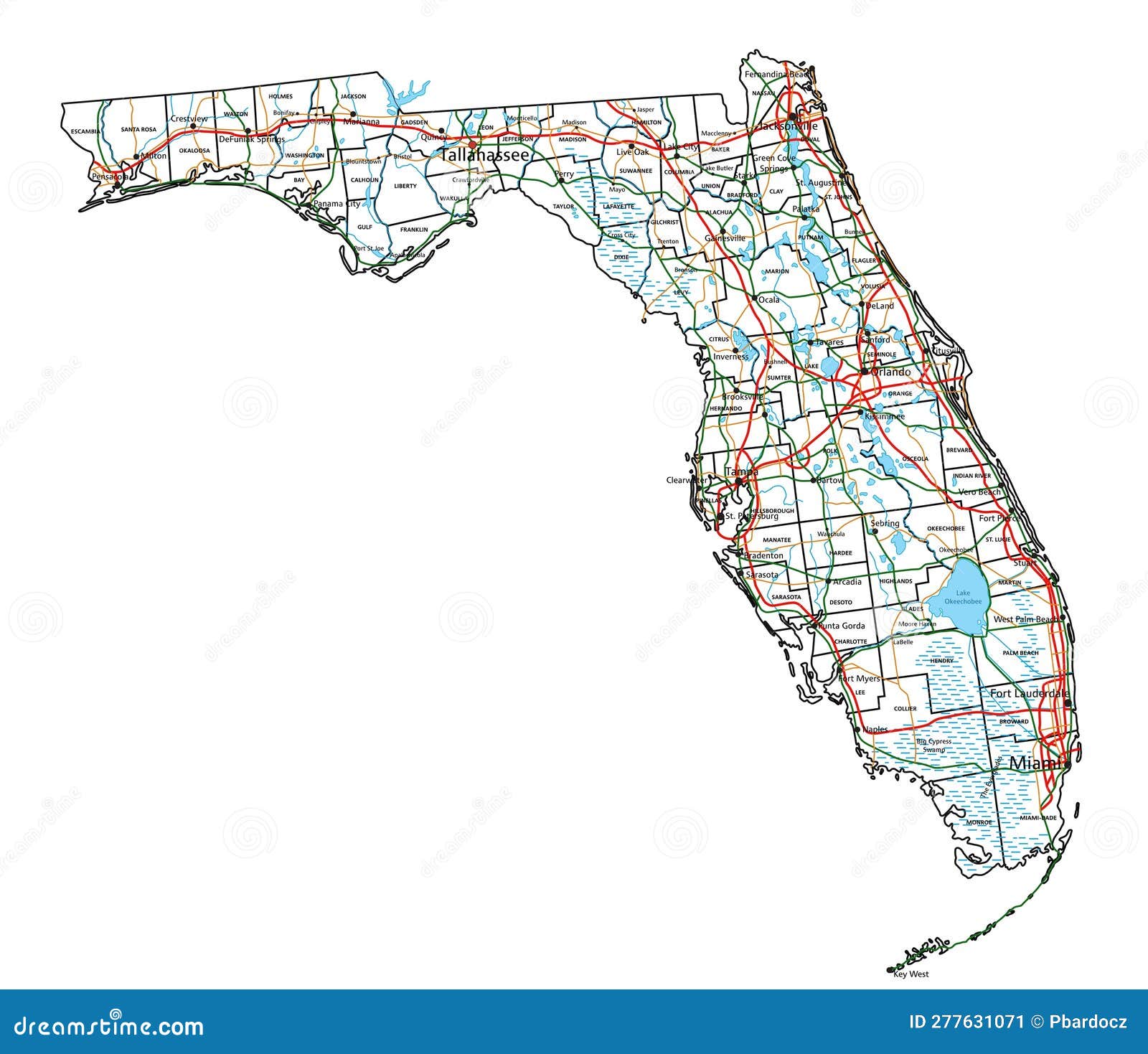 Florida Road And Highway Map. Cartoon Vector | CartoonDealer.com #277631071