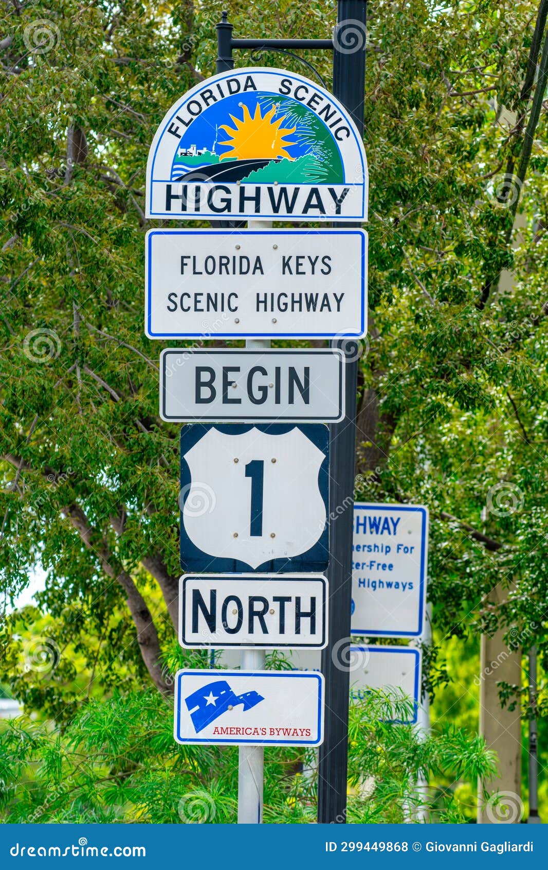 Florida Scenic Highway 1 Road Sign Start Stock Photo - Image of road ...
