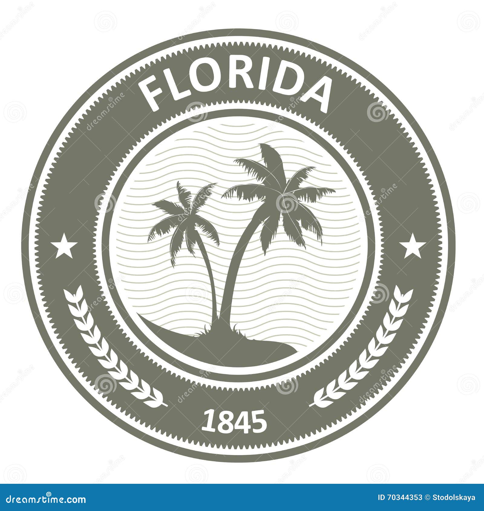 Florida Stamp - Label with Palm Trees Stock Vector - Illustration of ...