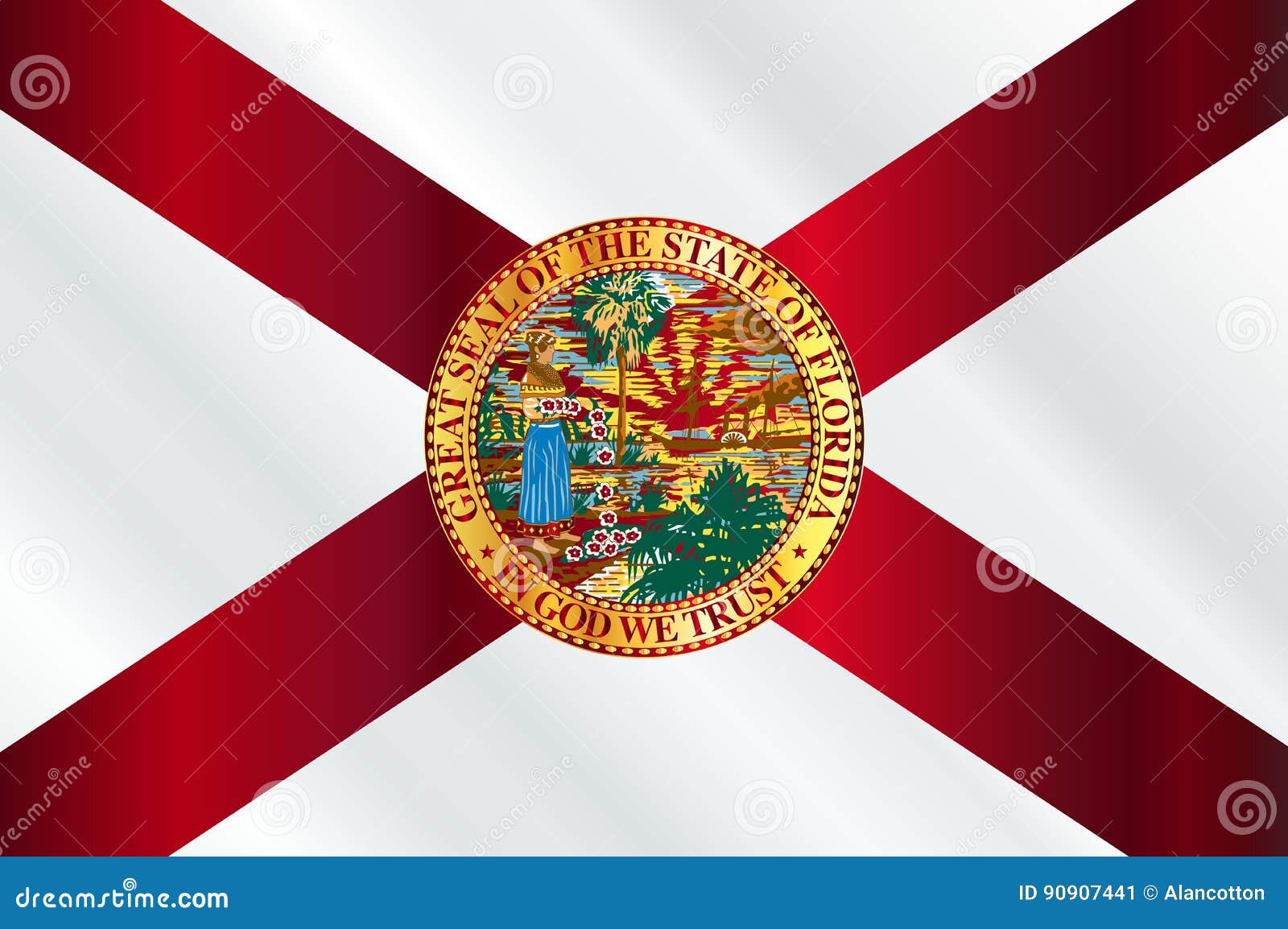 Florida State Flag Gloss stock illustration. Illustration of america ...