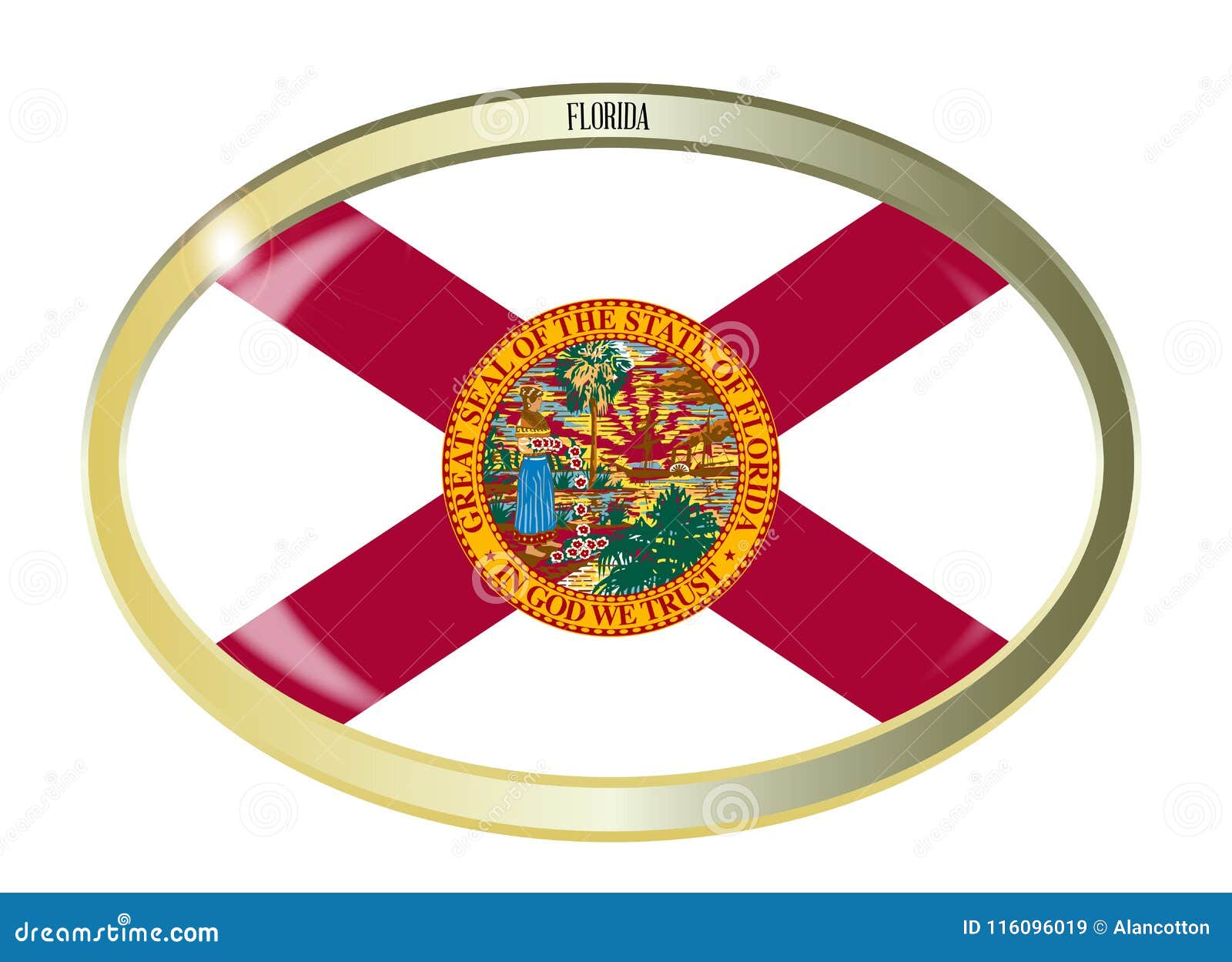 Florida State Flag Oval Button Stock Vector - Illustration of graphic ...