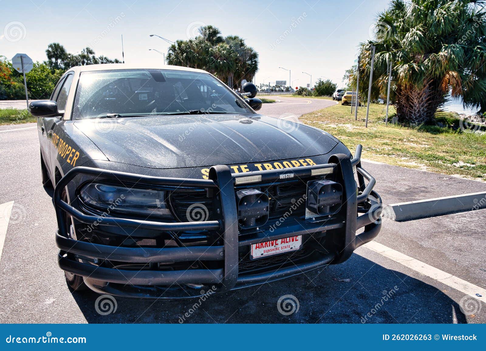 Florida State Trooper S Car Parked at the Rest Area Editorial Stock ...
