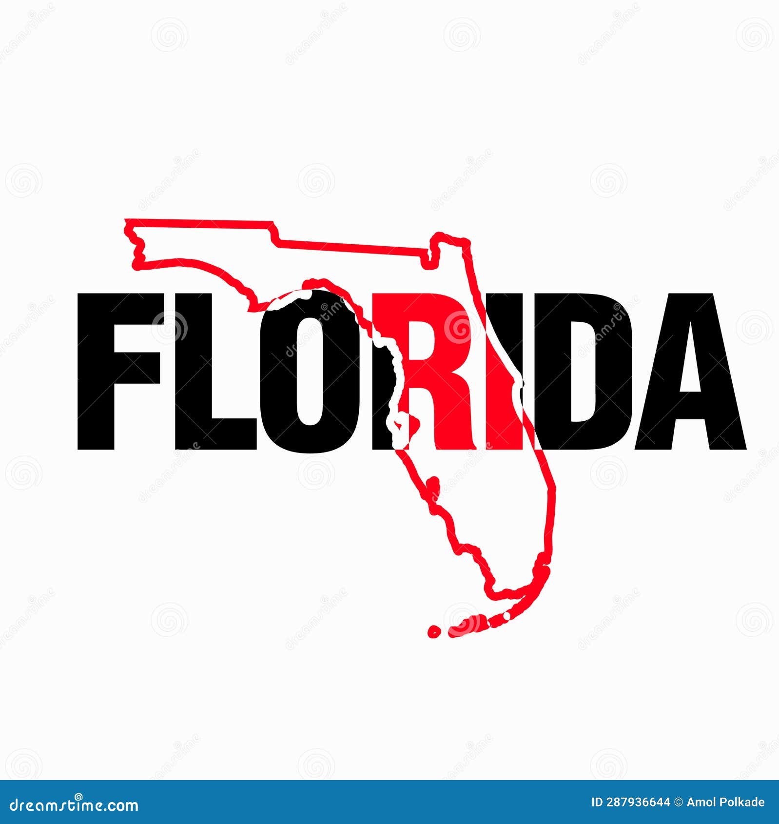 Florida USA State Map Typography Vector Illustration Stock Vector ...