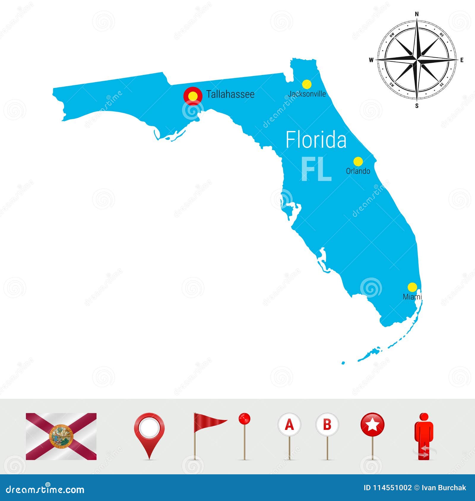Florida - Detailed Editable Political Map With Labeling. Vector ...