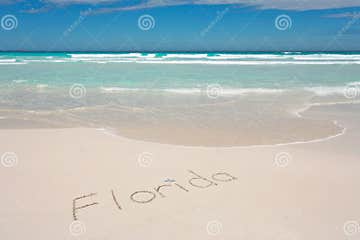 Florida written on beach stock image. Image of surf, seashore - 7687227