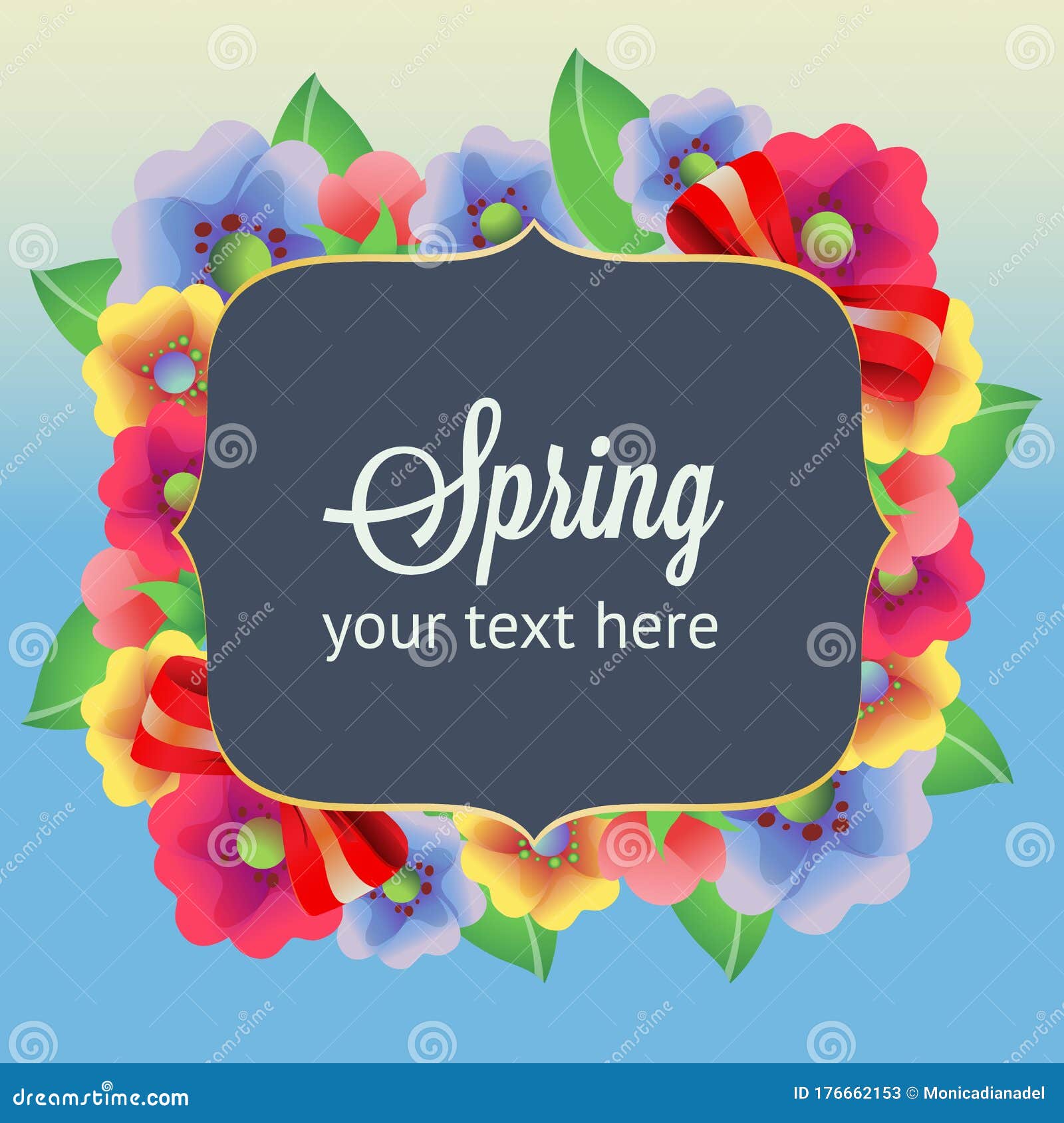 Florish Spring Card Vivid Color Stock Vector - Illustration of flower ...