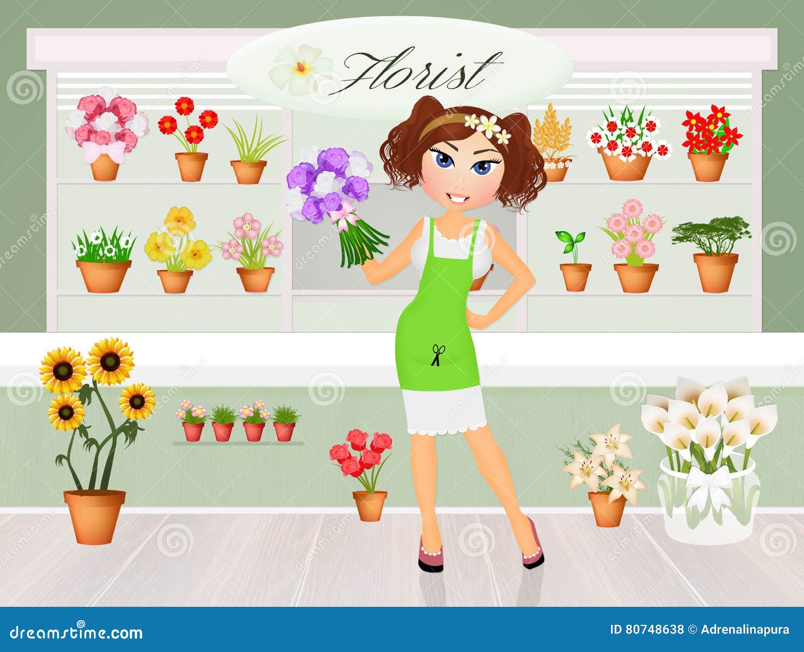 Florist stock illustration. Illustration of flowers, present - 80748638
