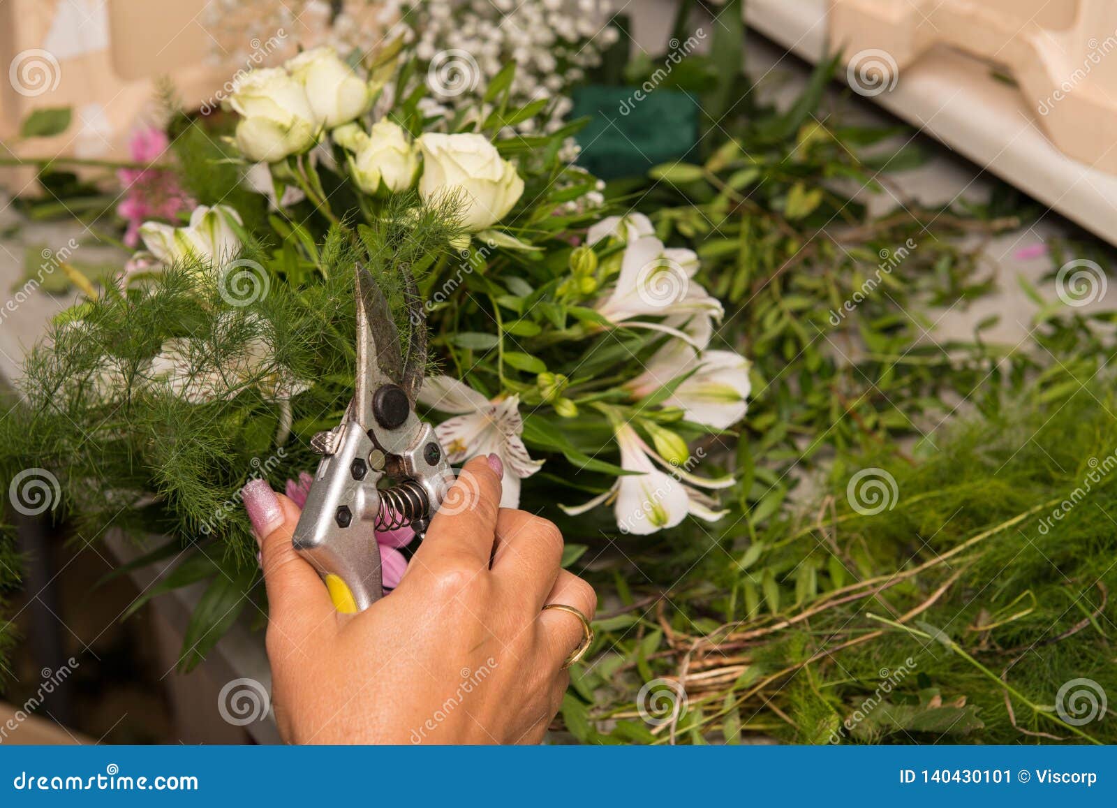 Florist at Work stock image. Image of making, person - 140430101