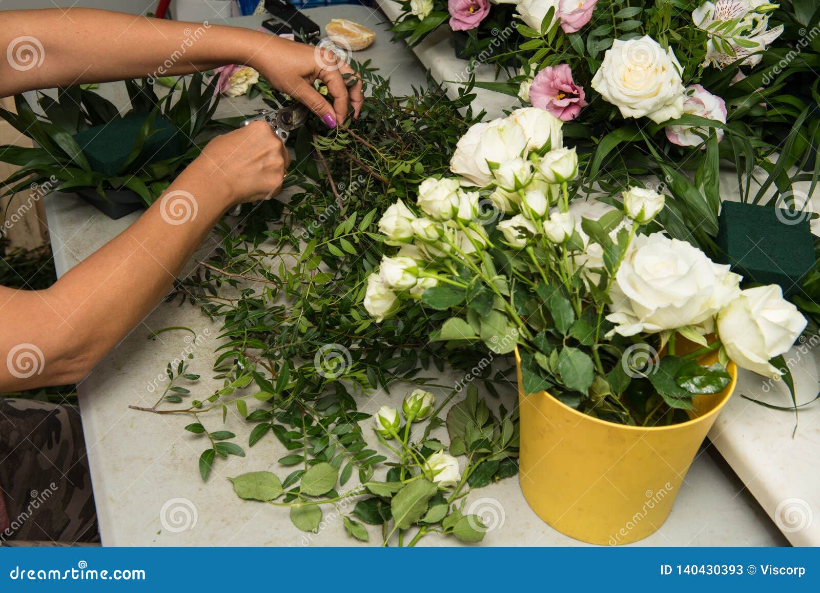 Florist at Work stock image. Image of fresh, flower - 140430393