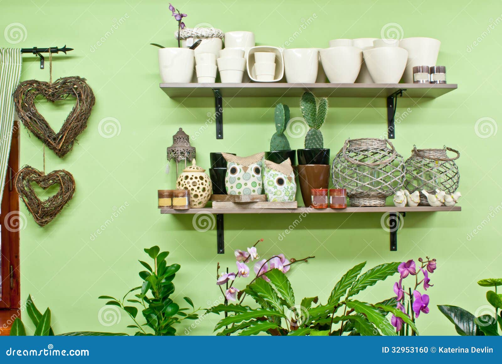 In the florist shop stock photo. Image of plantpot, glazed - 32953160