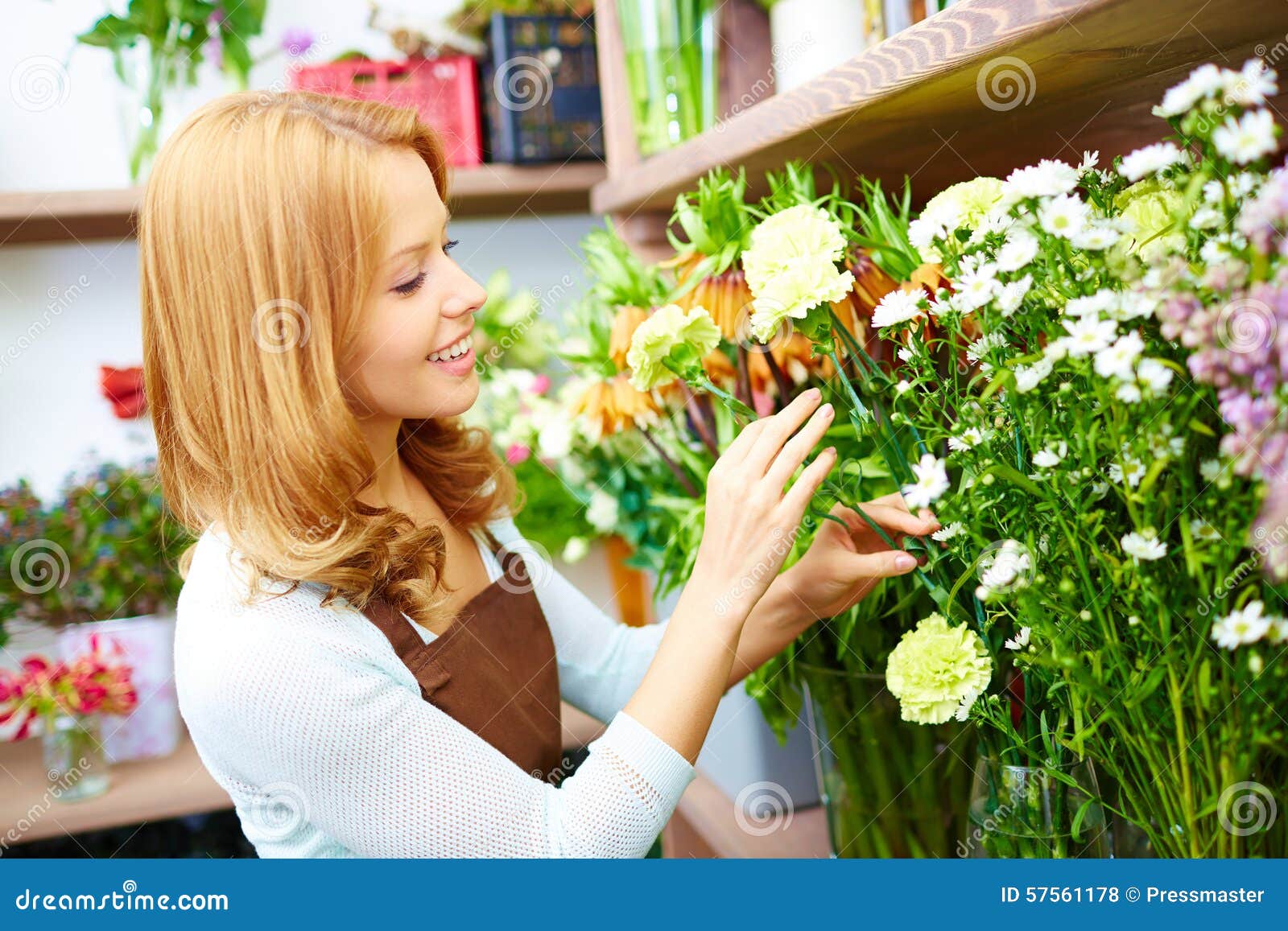 Florist at work stock photo. Image of delicate, assistant - 57561178