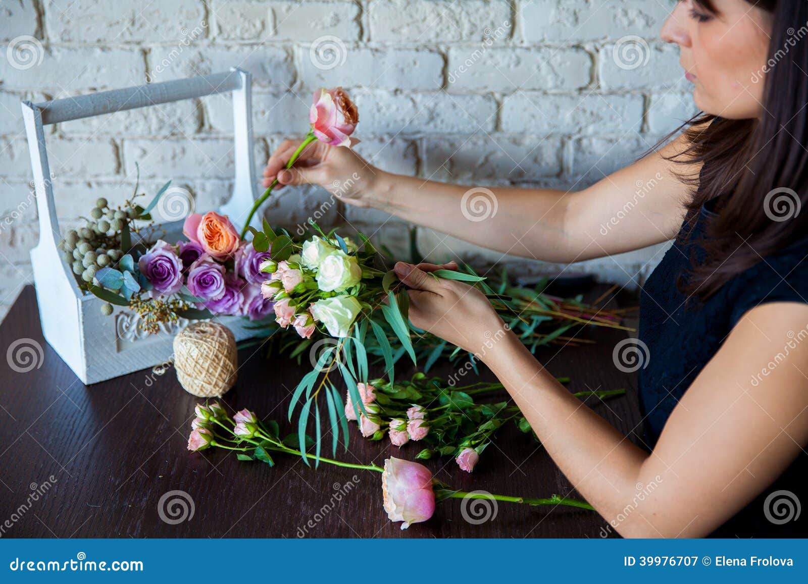 Florist at Work. Woman Making Spring Floral Decorations Stock Image ...