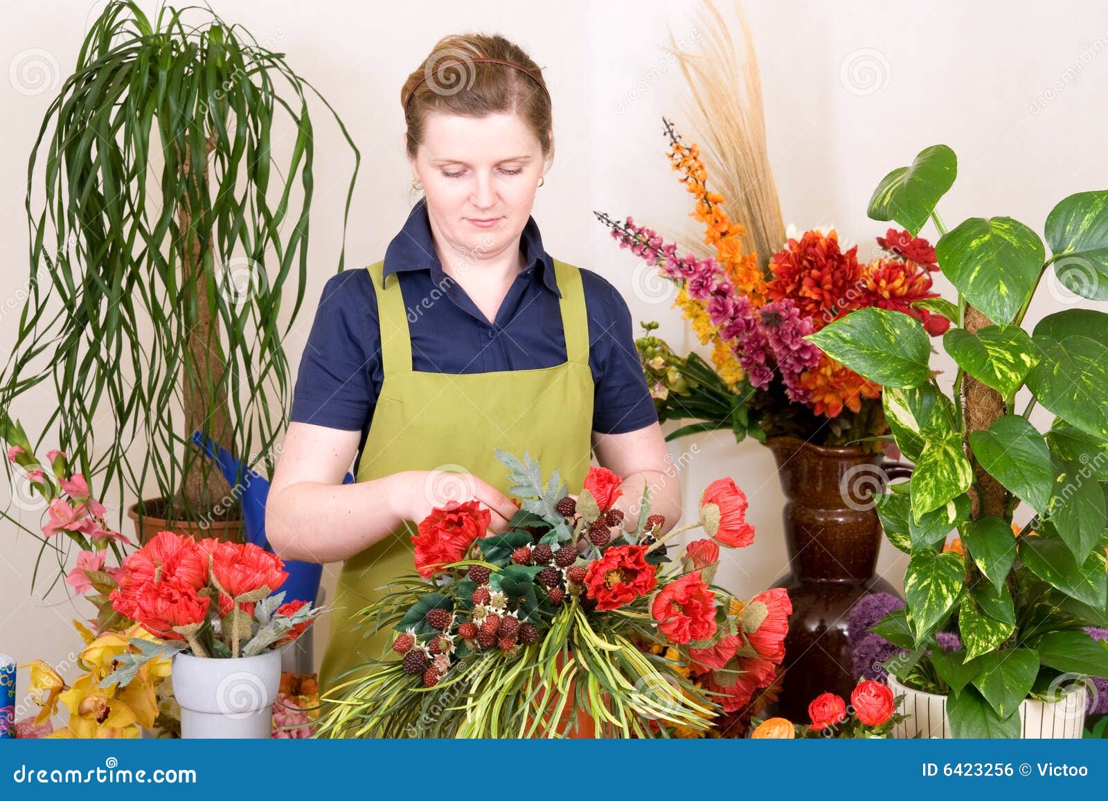 Florist working stock photo. Image of seller, scissors - 6423256