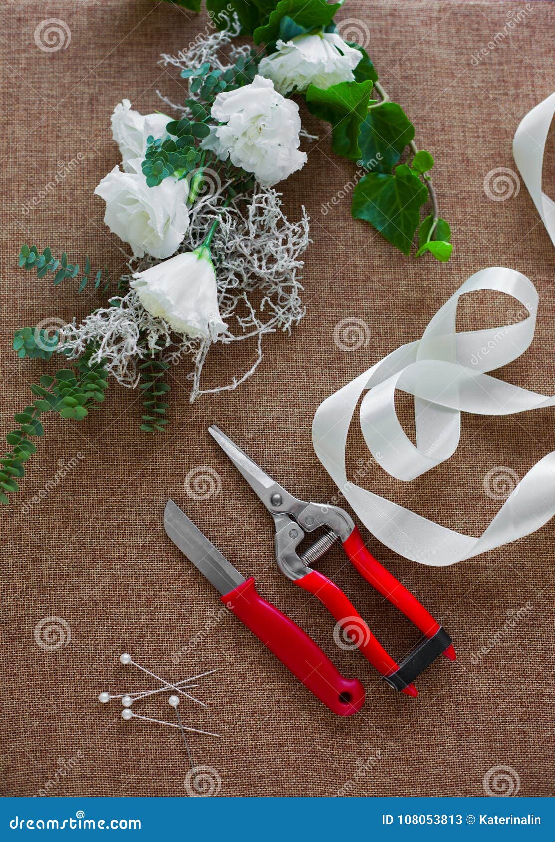 Florist Workplace. Tools and Accessories. Stock Image - Image of beauty ...