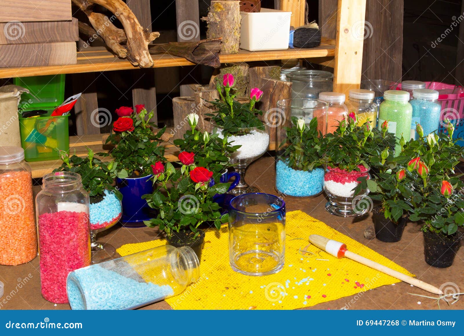 Florist Workshop with Plants on Workbench Stock Photo - Image of ...