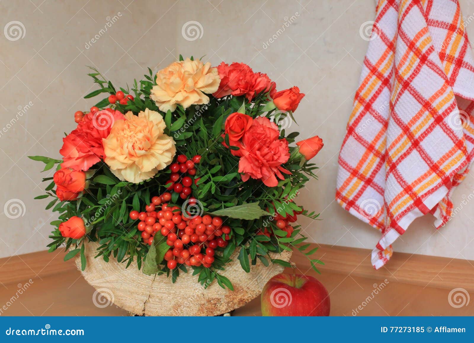 Floristic Composition with Autumn Flowers and Berries Stock Image ...