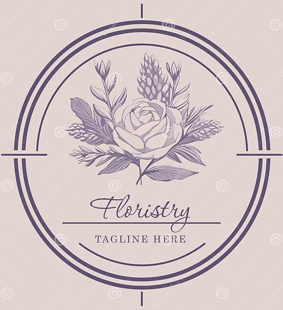 Illustrated Floristry Logo, Rose Logo Stock Vector - Illustration of ...