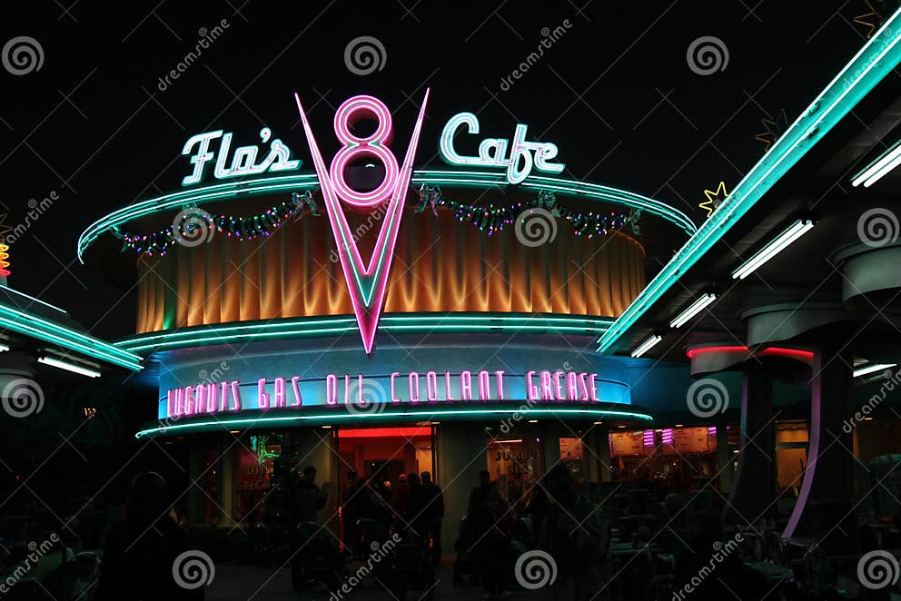 Flos Cafe Sign editorial stock image. Image of commercial - 28385929