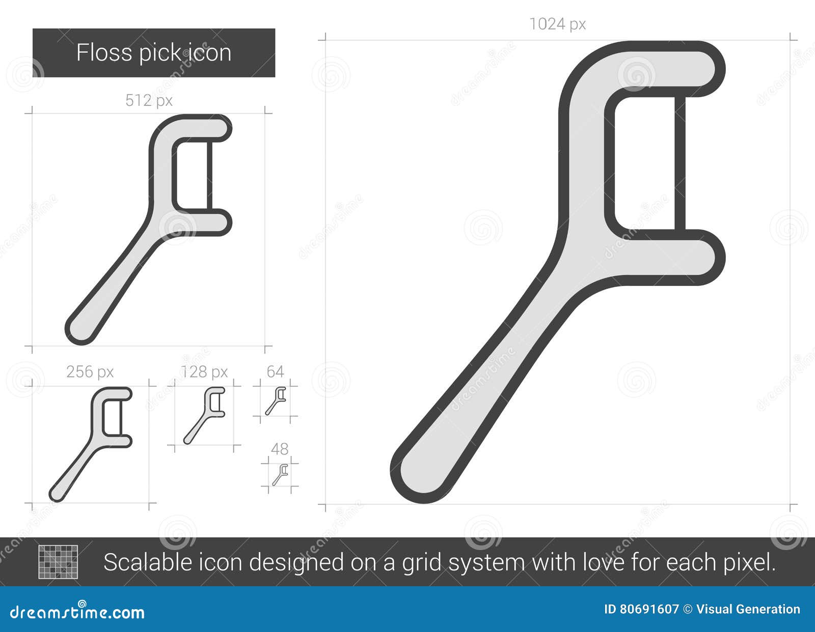 Floss pick line icon. stock vector. Illustration of minimal - 80691607