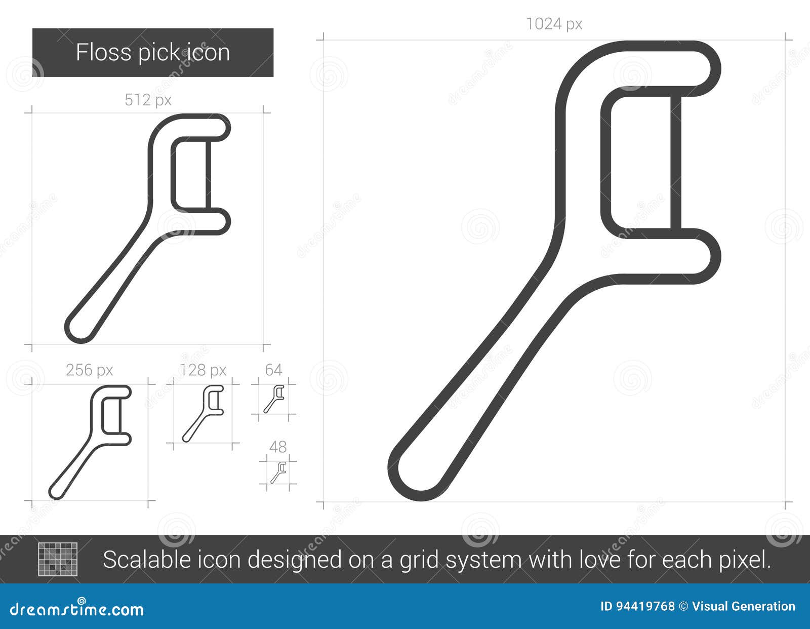 Floss pick line icon. stock vector. Illustration of care - 94419768