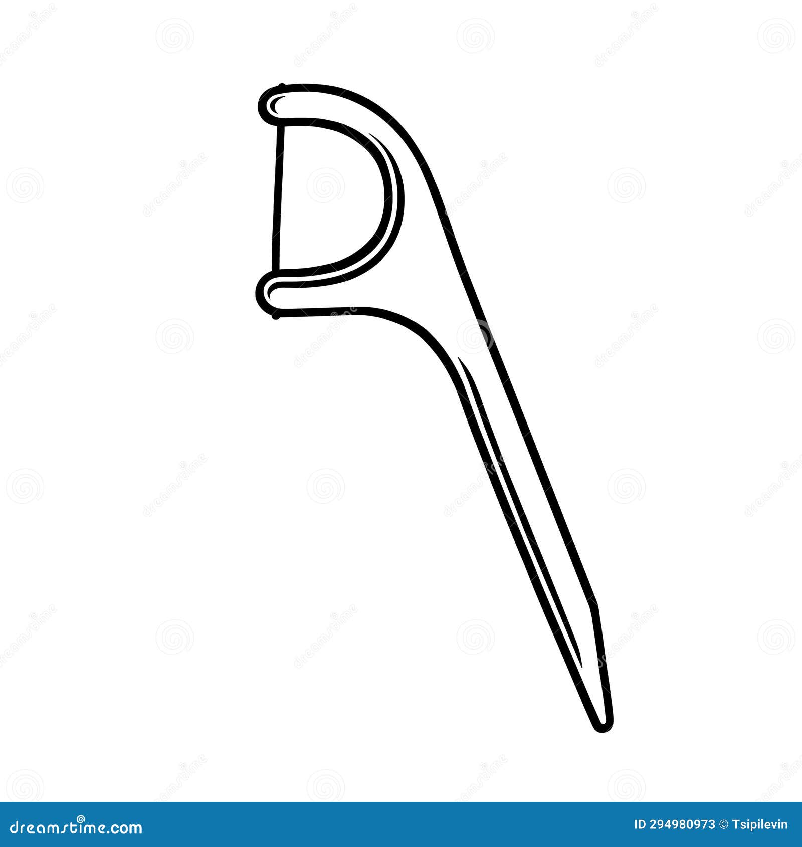 Floss Pick Outline Illustration on White Background Stock Illustration ...