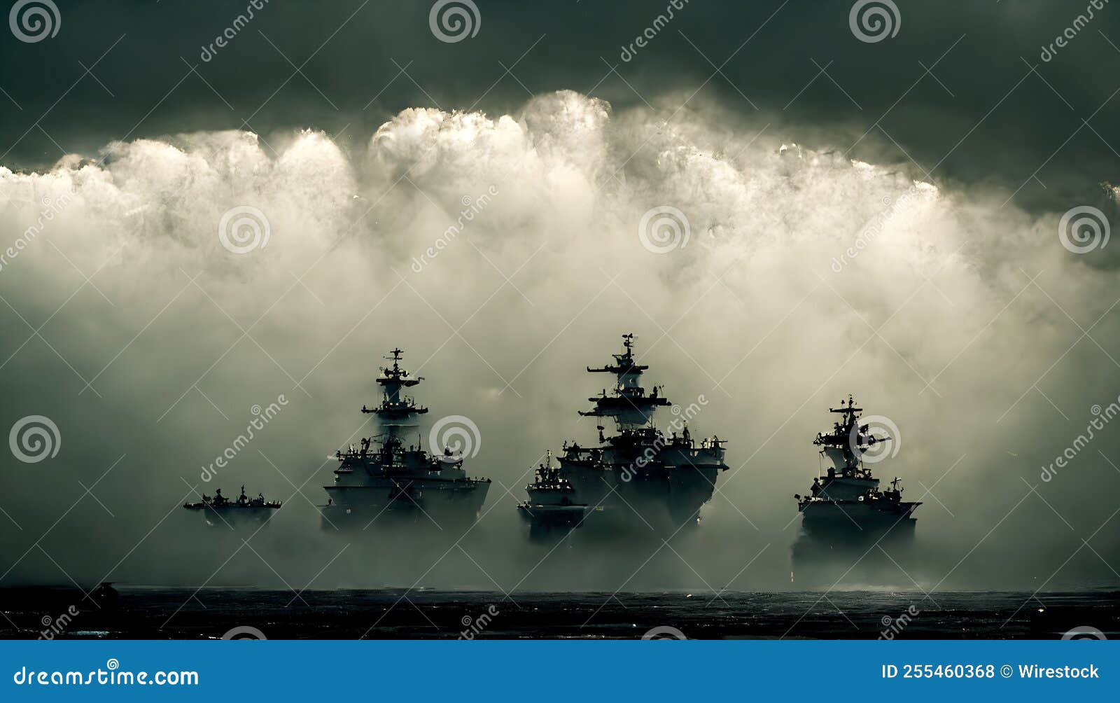 Flotte De La Marine Qui Sort Du Brouillard Photo stock - Image du ...