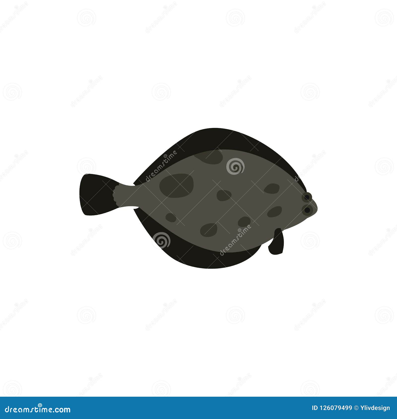 Flounder Fish Icon in Flat Style Stock Illustration - Illustration of ...