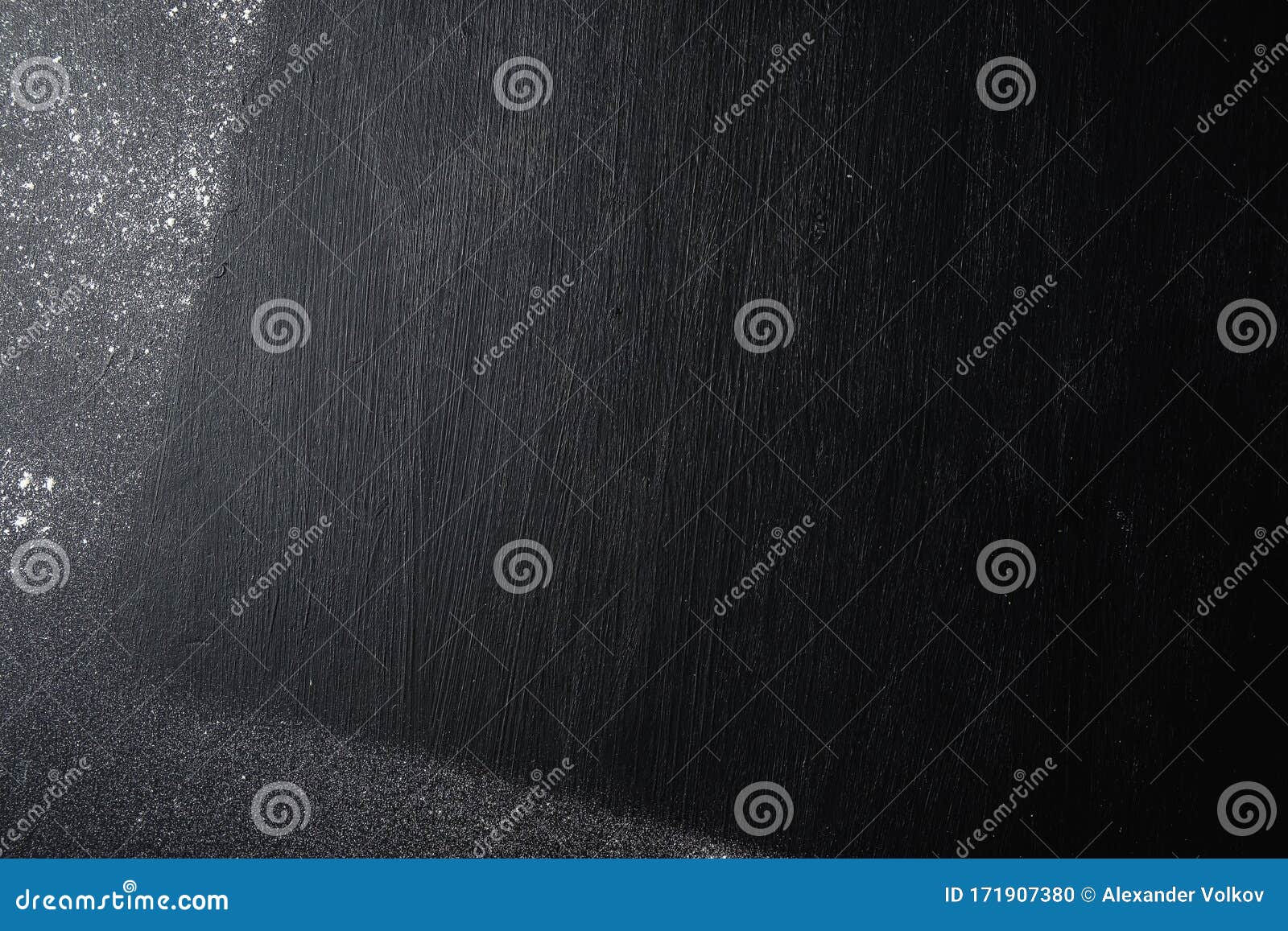 Flour on a Black Painted Countertop is Scattered with a Frame on the ...