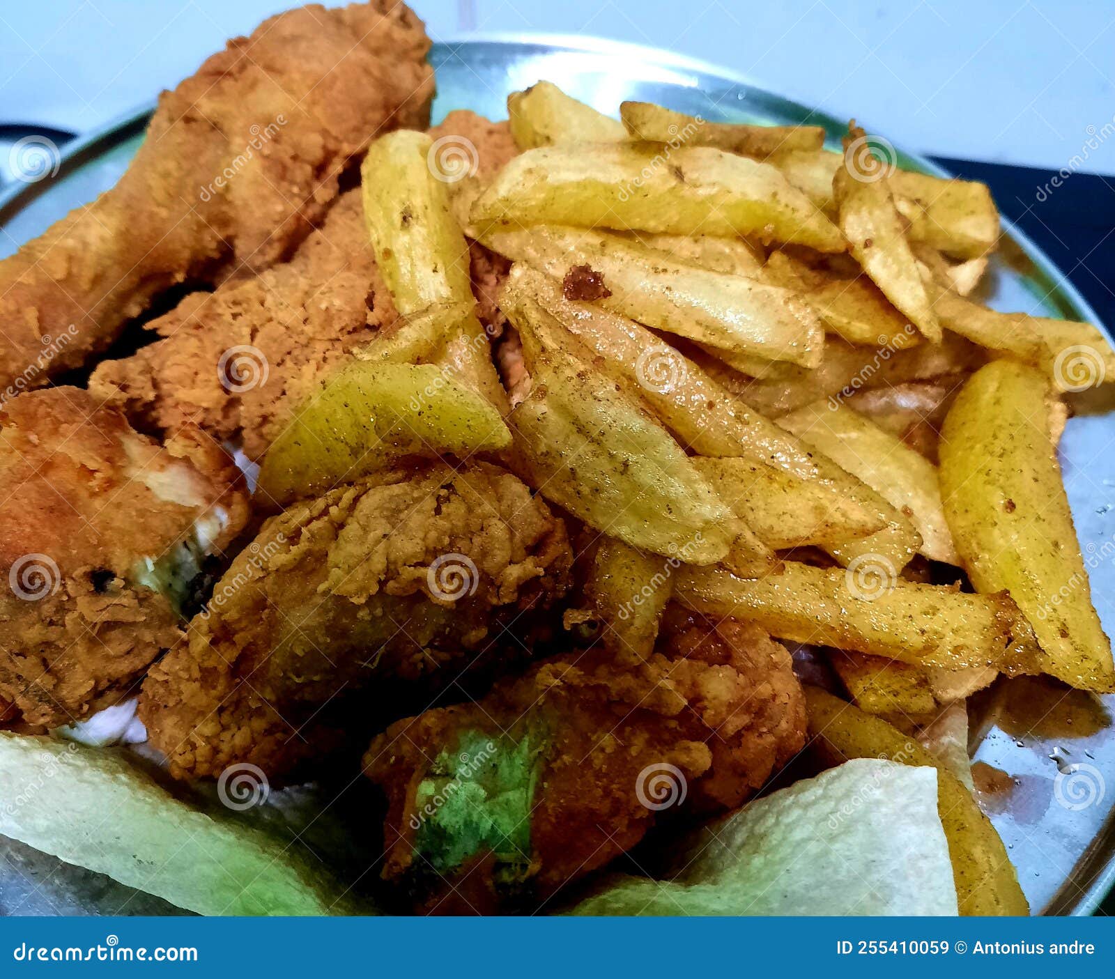 Flour Chicken and Chips are Good Stock Image - Image of chicken, fries ...