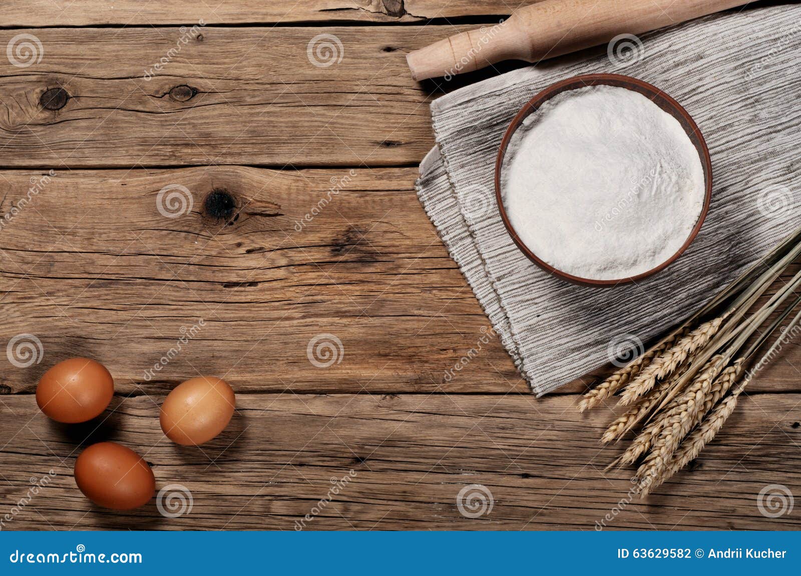 Flour, in a Clay Bowl with Brown Eggs Stock Photo - Image of kitchen ...