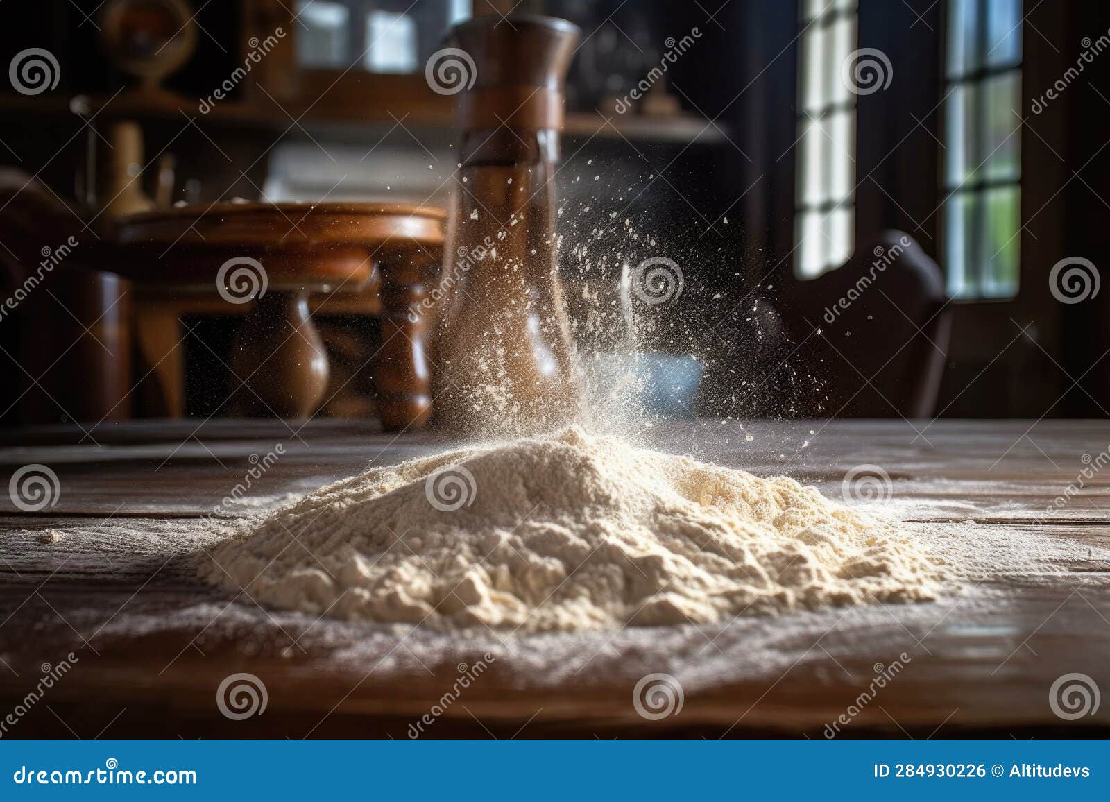 Flour Dusted on a Wooden Surface for Dough Stock Illustration ...
