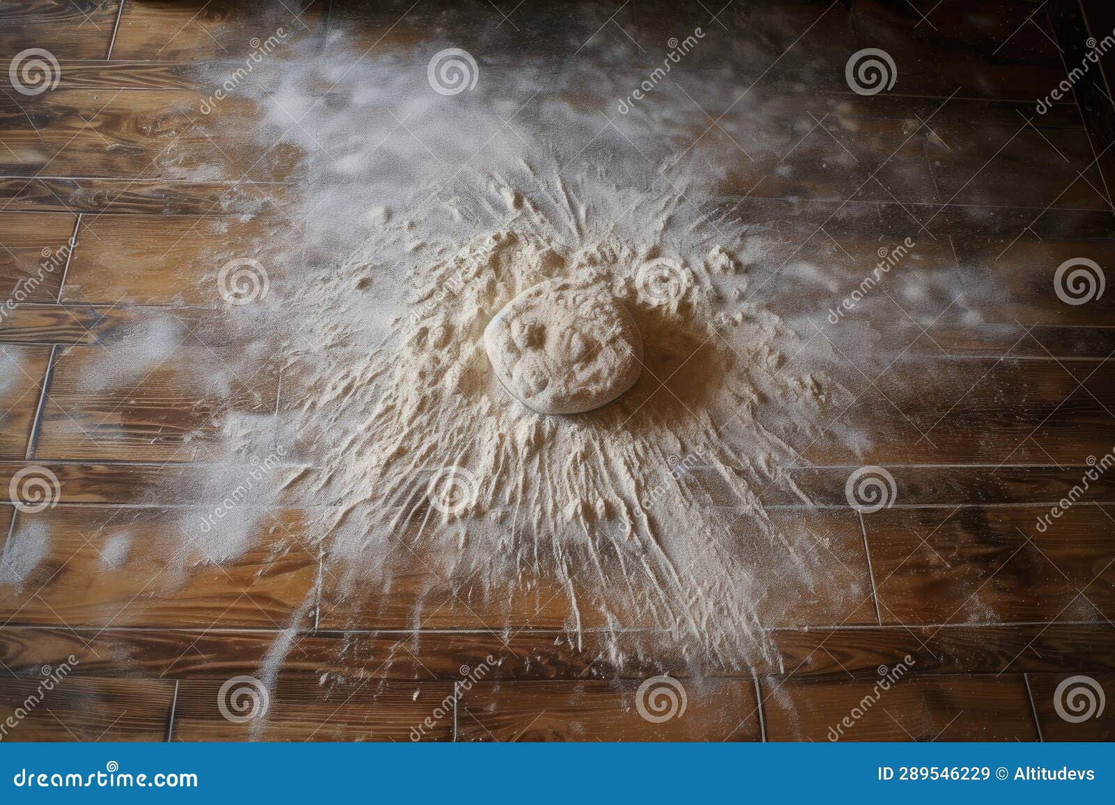 Flour Dusted on a Wooden Surface for Dough Stock Image - Image of ...