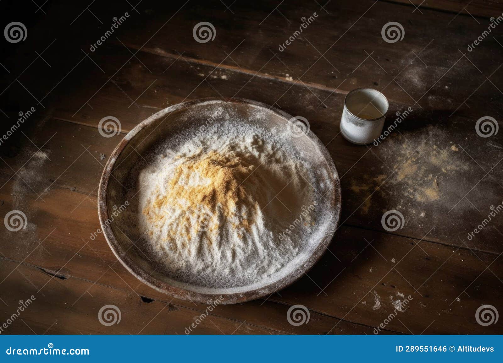Flour Dusted on a Wooden Surface for Dough Stock Illustration ...