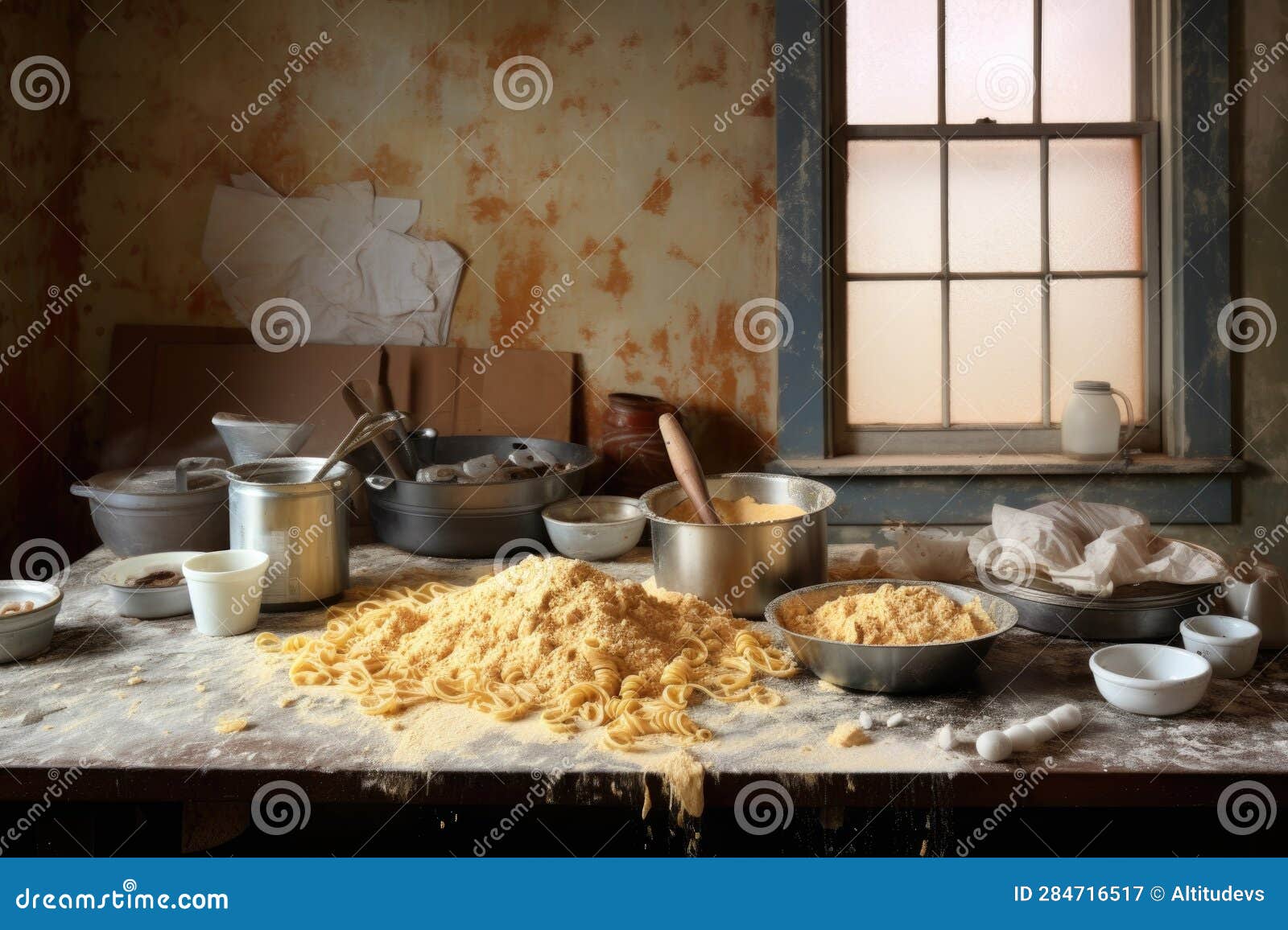 Flour-dusted Work Surface with Pasta in Progress Stock Image - Image of ...