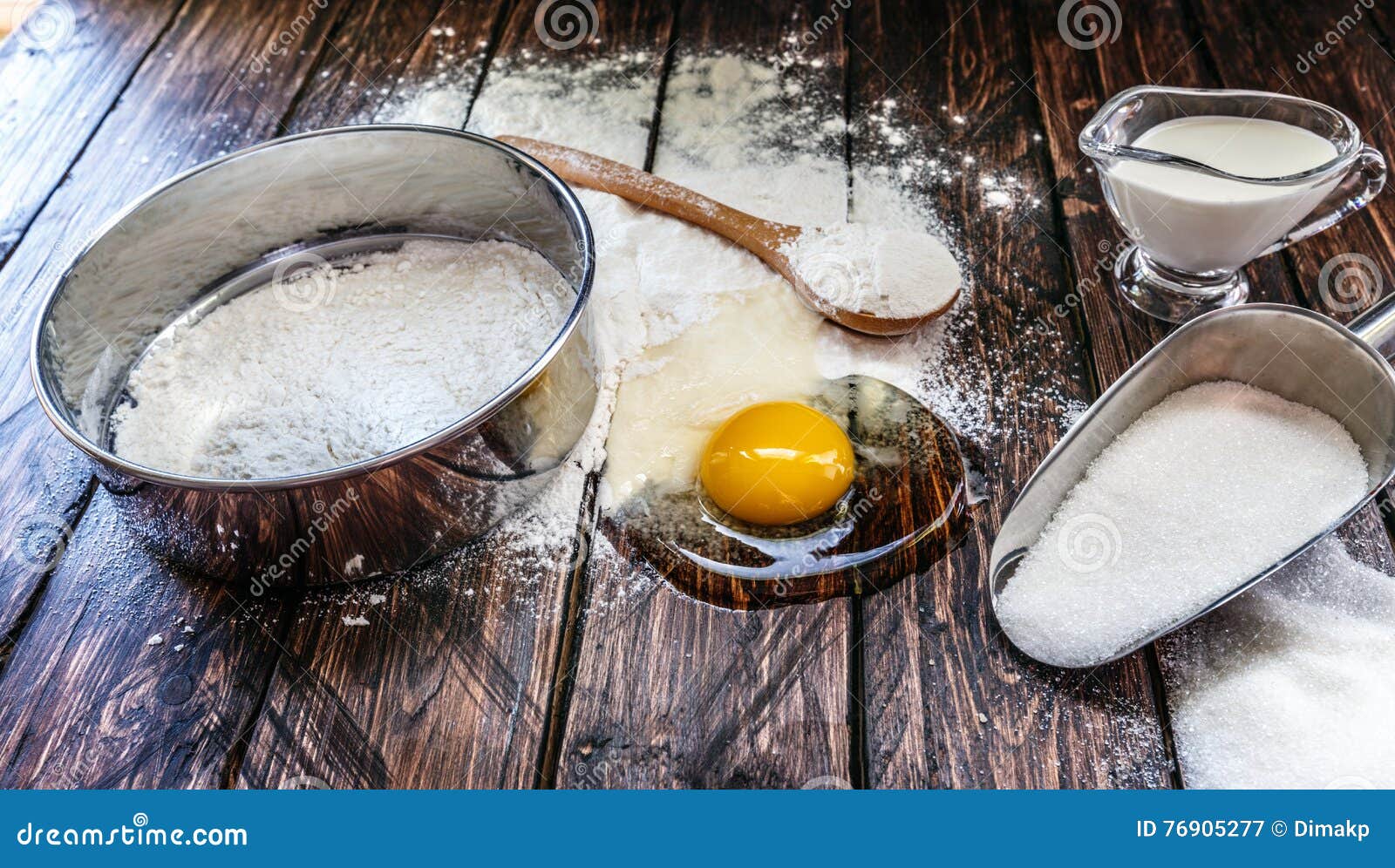 Flour, egg, sieve board stock image. Image of food, ingredient - 76905277