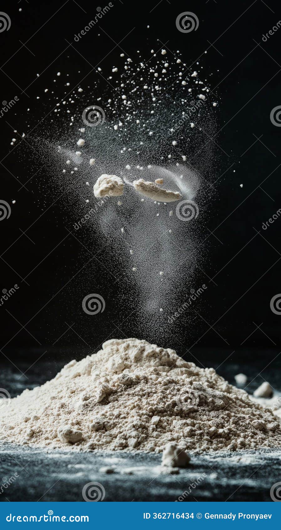 Flour Explosion Captured in Mid-air Against a Dark Background Stock ...