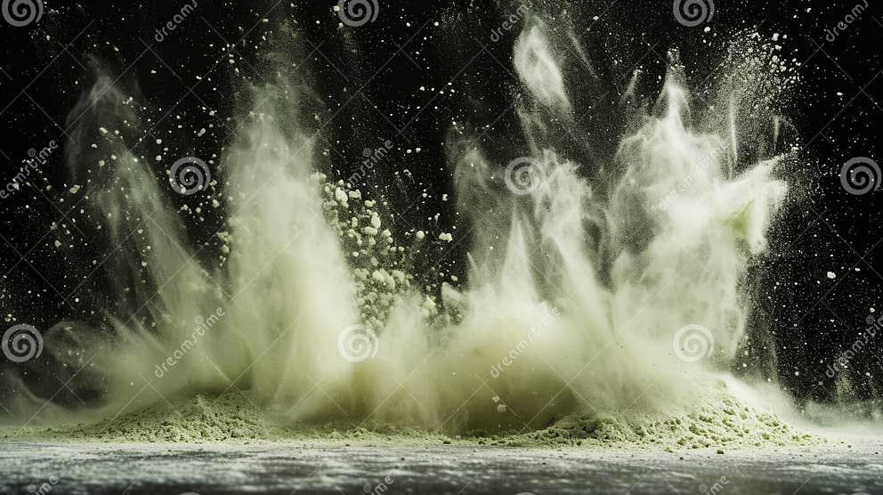 Flour Explosion Creating Cloud of Powder with Dark Backdrop Stock Photo ...