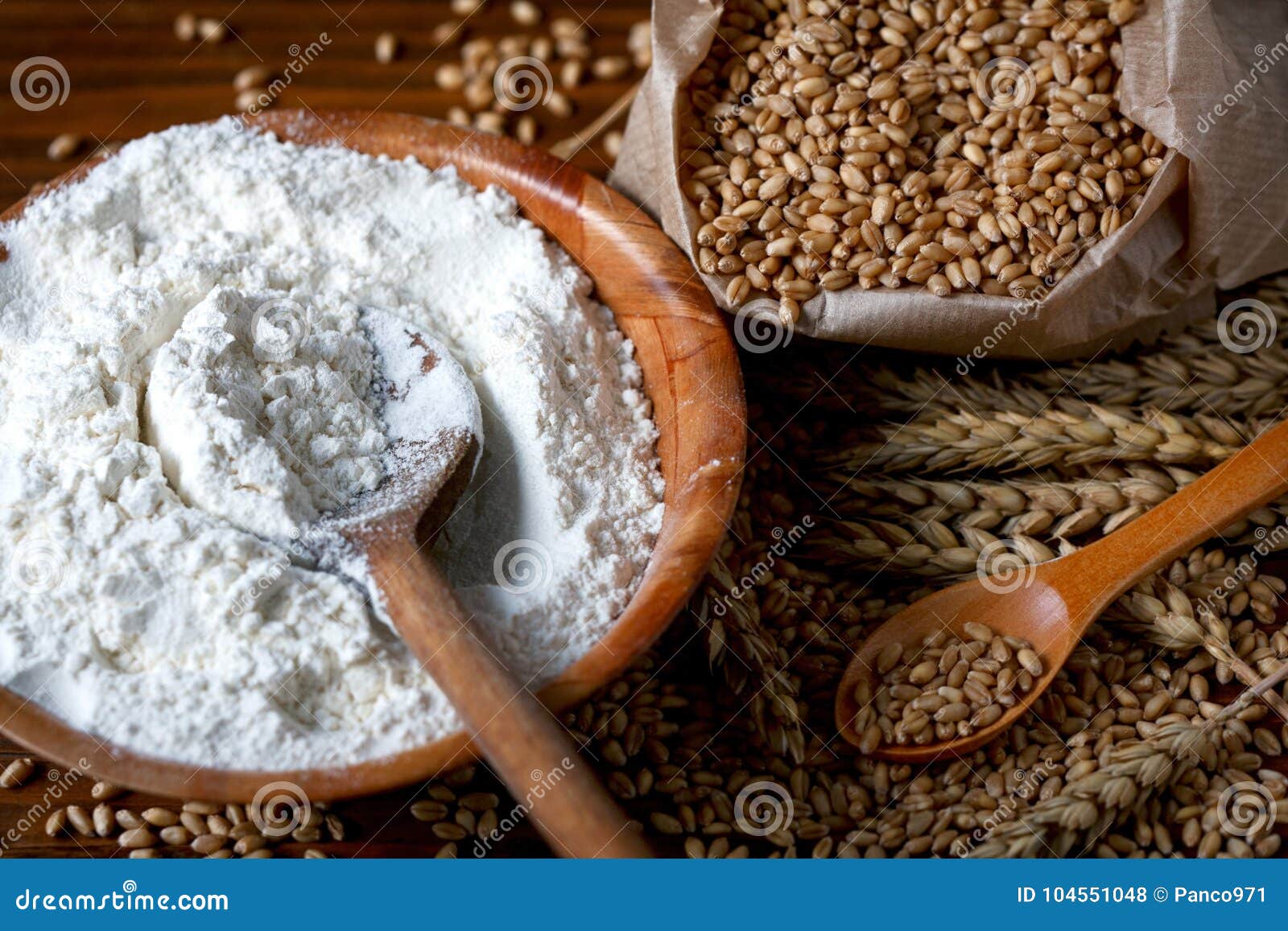 Flour and Grain on the Baker`s Table Stock Photo - Image of agriculture ...