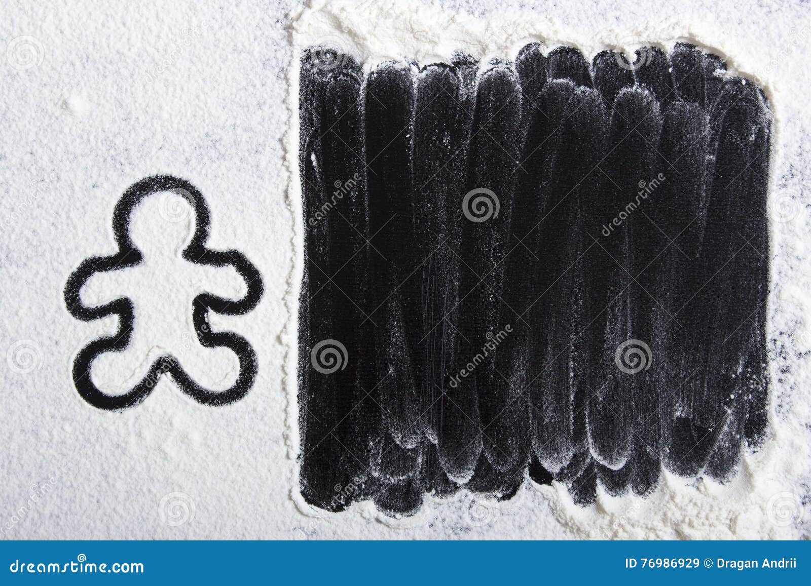 Flour Human Symbol and Frame. Flour on a Black Background. Stock Image ...