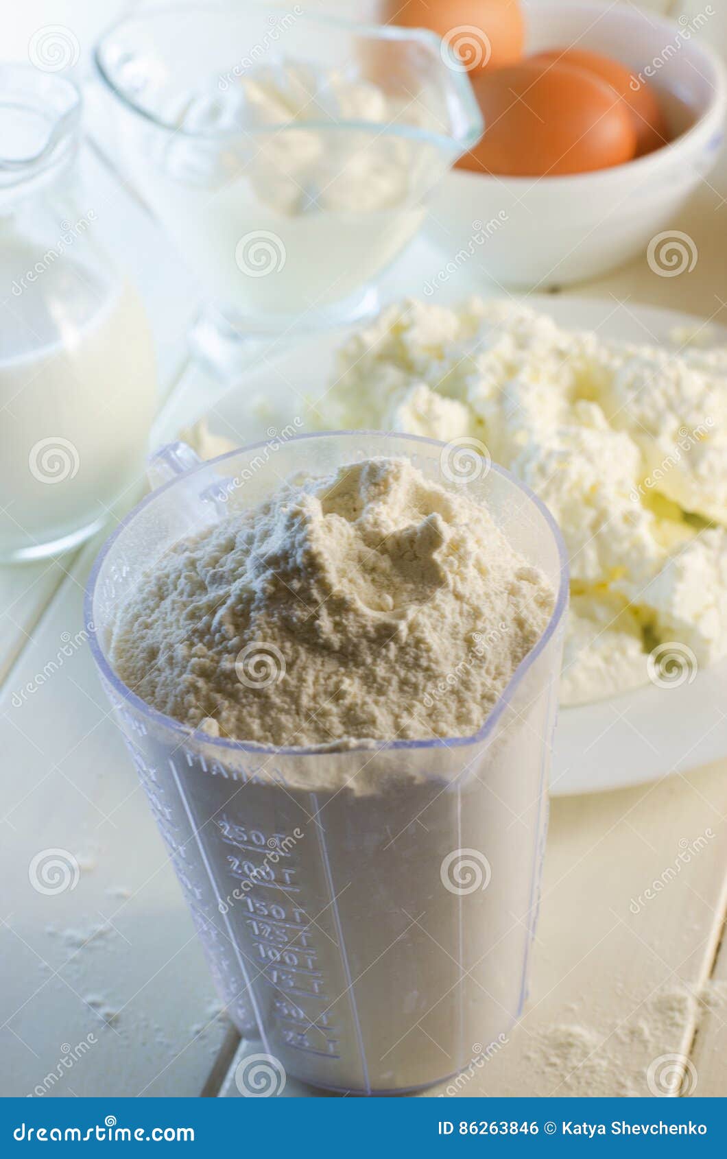 Flour into measuring cup stock photo. Image of flour - 86263846