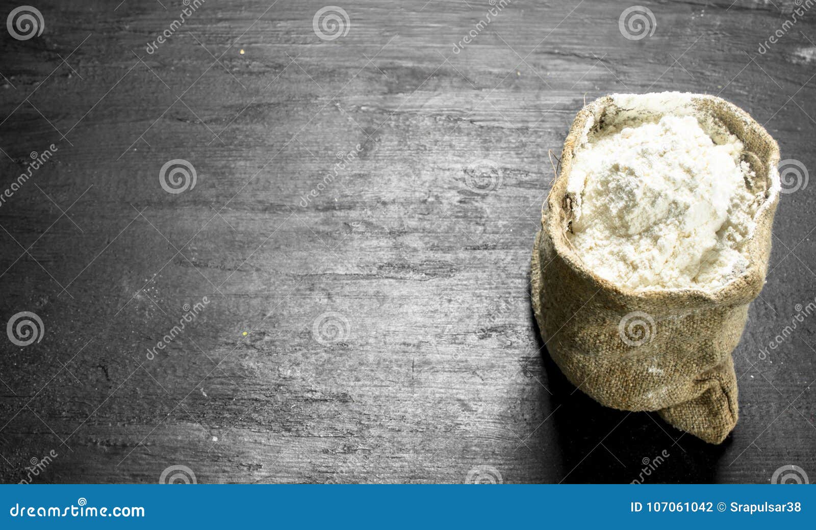 Flour in an old sack. stock photo. Image of pastry, cook - 107061042