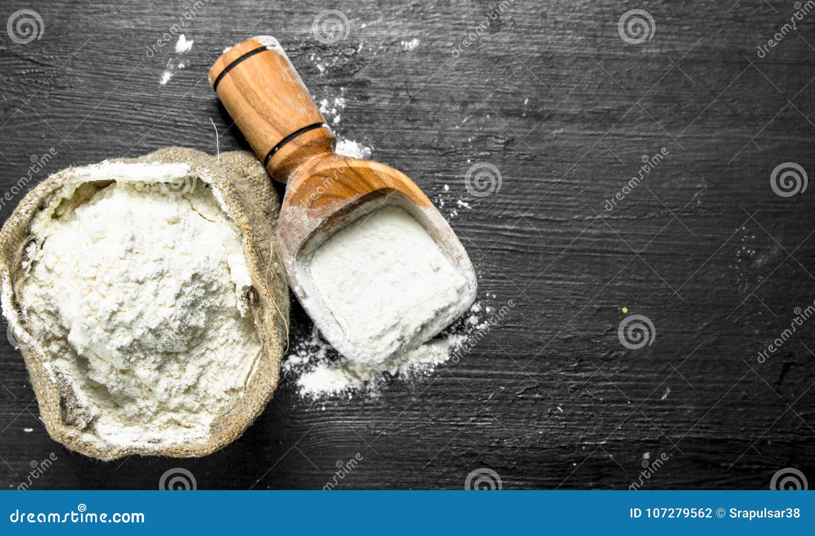 Flour in an old sack. stock photo. Image of ingredient - 107279562