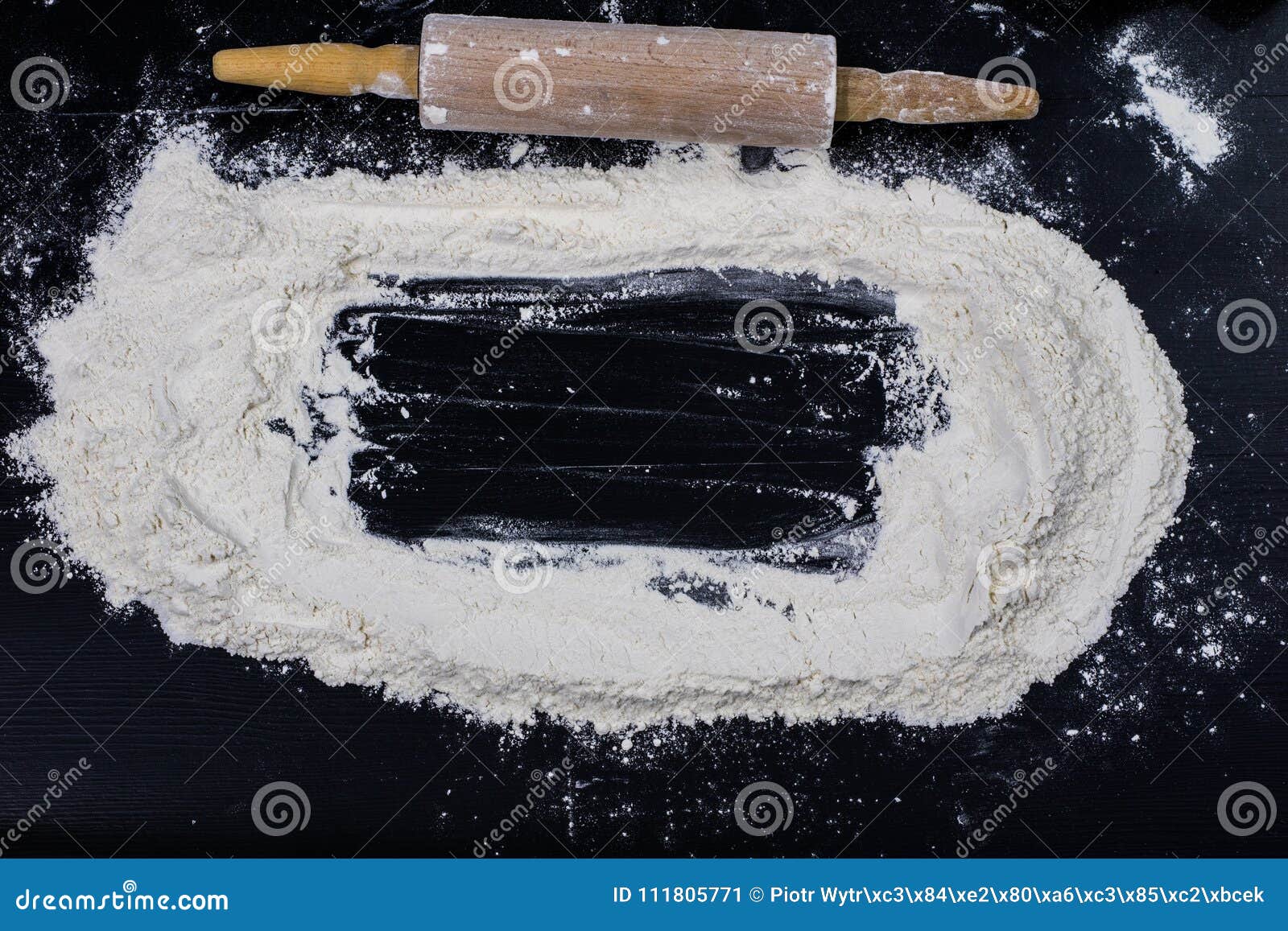 Flour and Rolling Pin for Kneading the Dough on the Kitchen Table ...