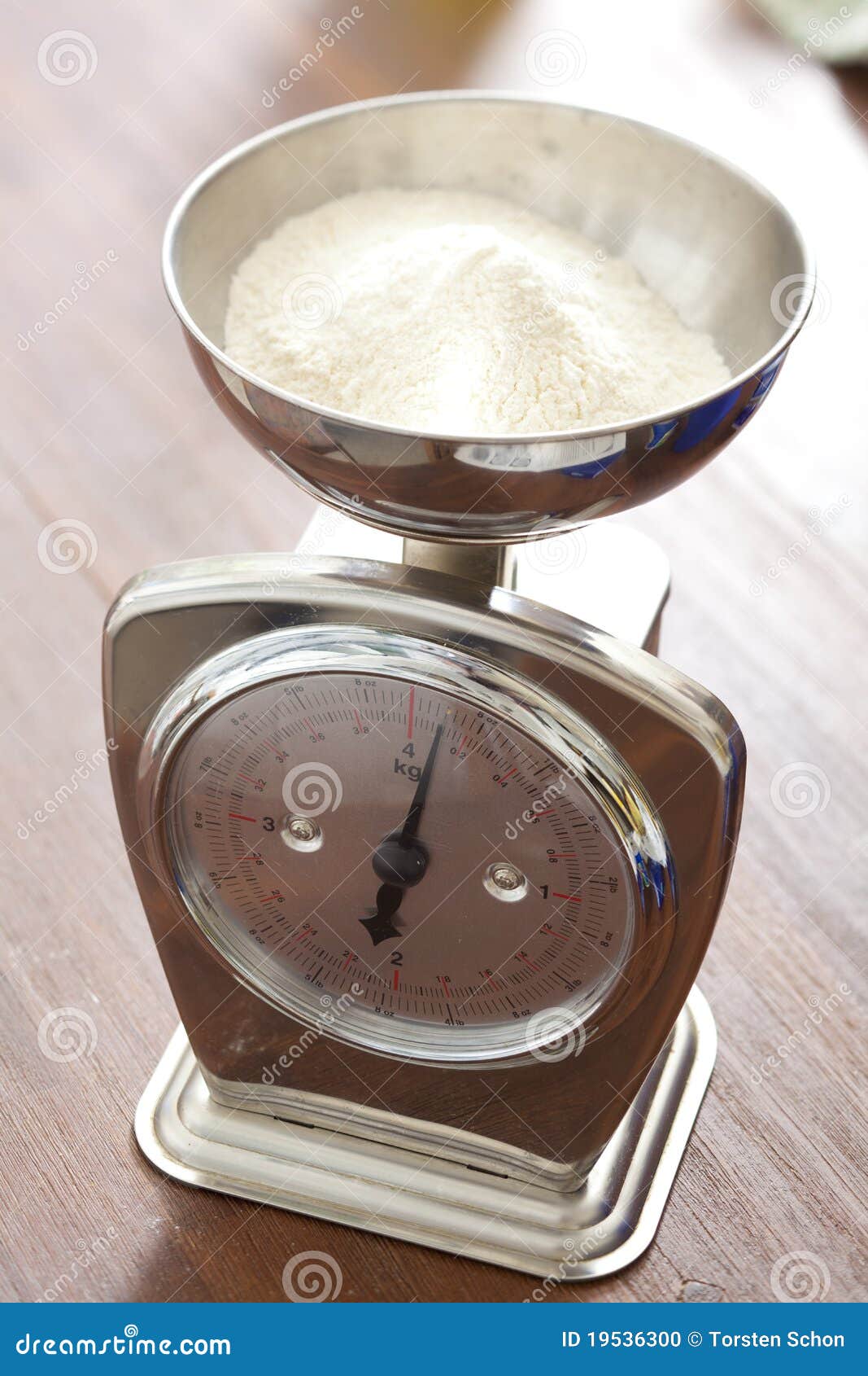 Flour on the scales stock photo. Image of balance, ingredient - 19536300