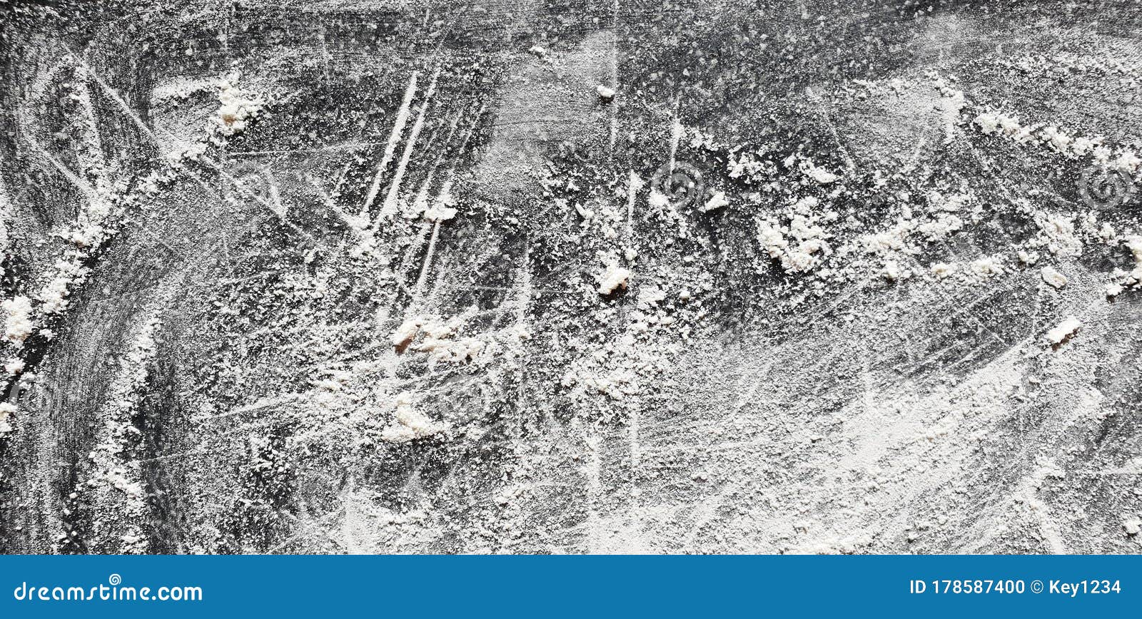 Flour Scattered on a Black Board. Stock Photo - Image of grey, backdrop ...
