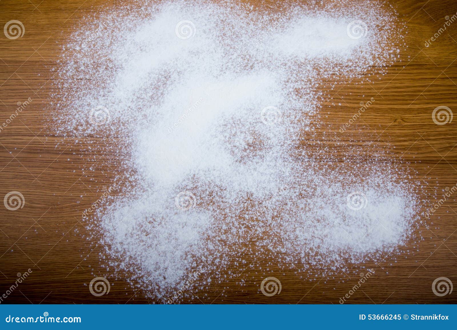 Flour is Scattered on a Light Wooden Table. TOned Stock Image - Image ...