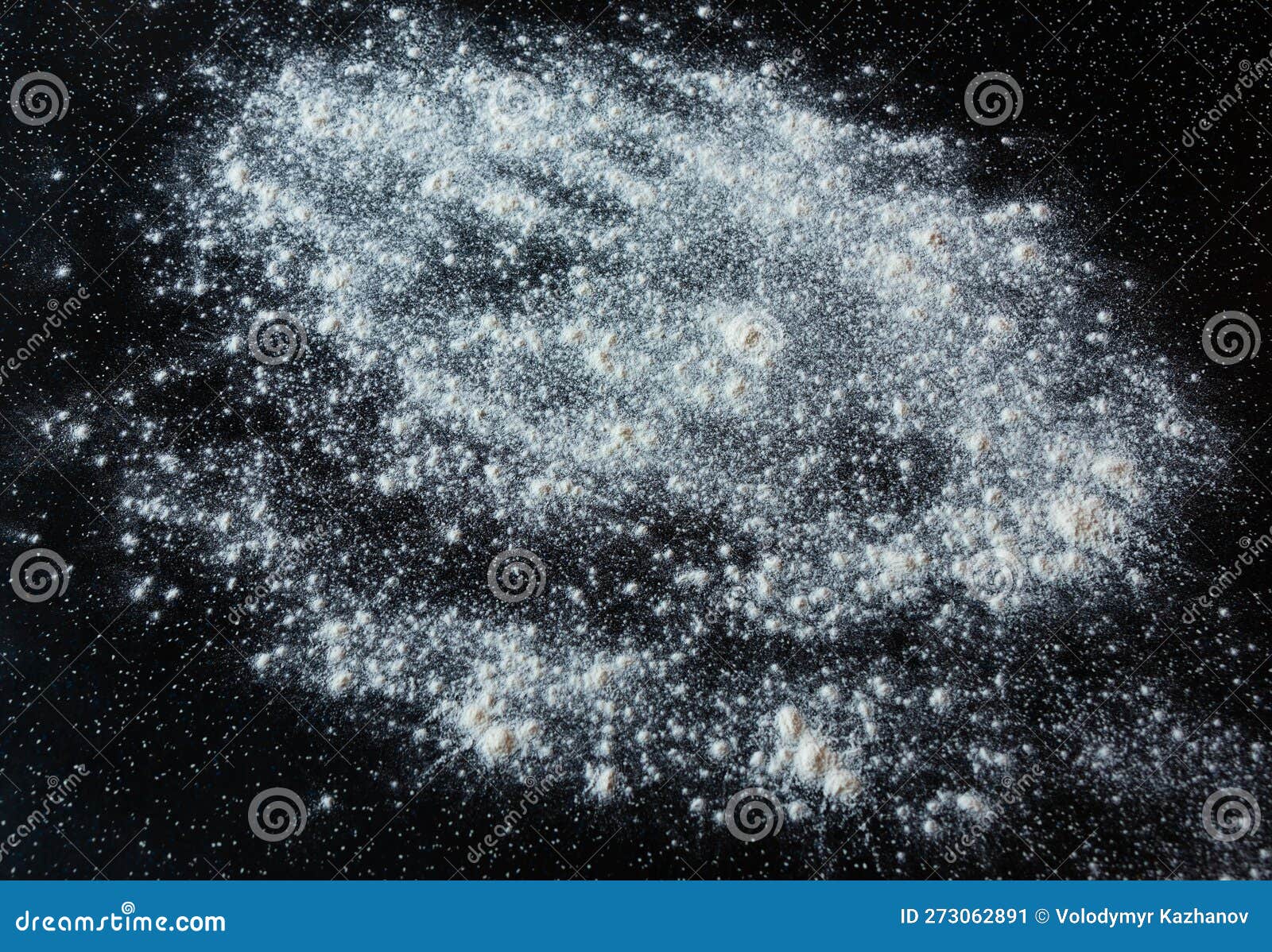 Flour is Scattered on the Surface of a Black Table - Preparation for ...