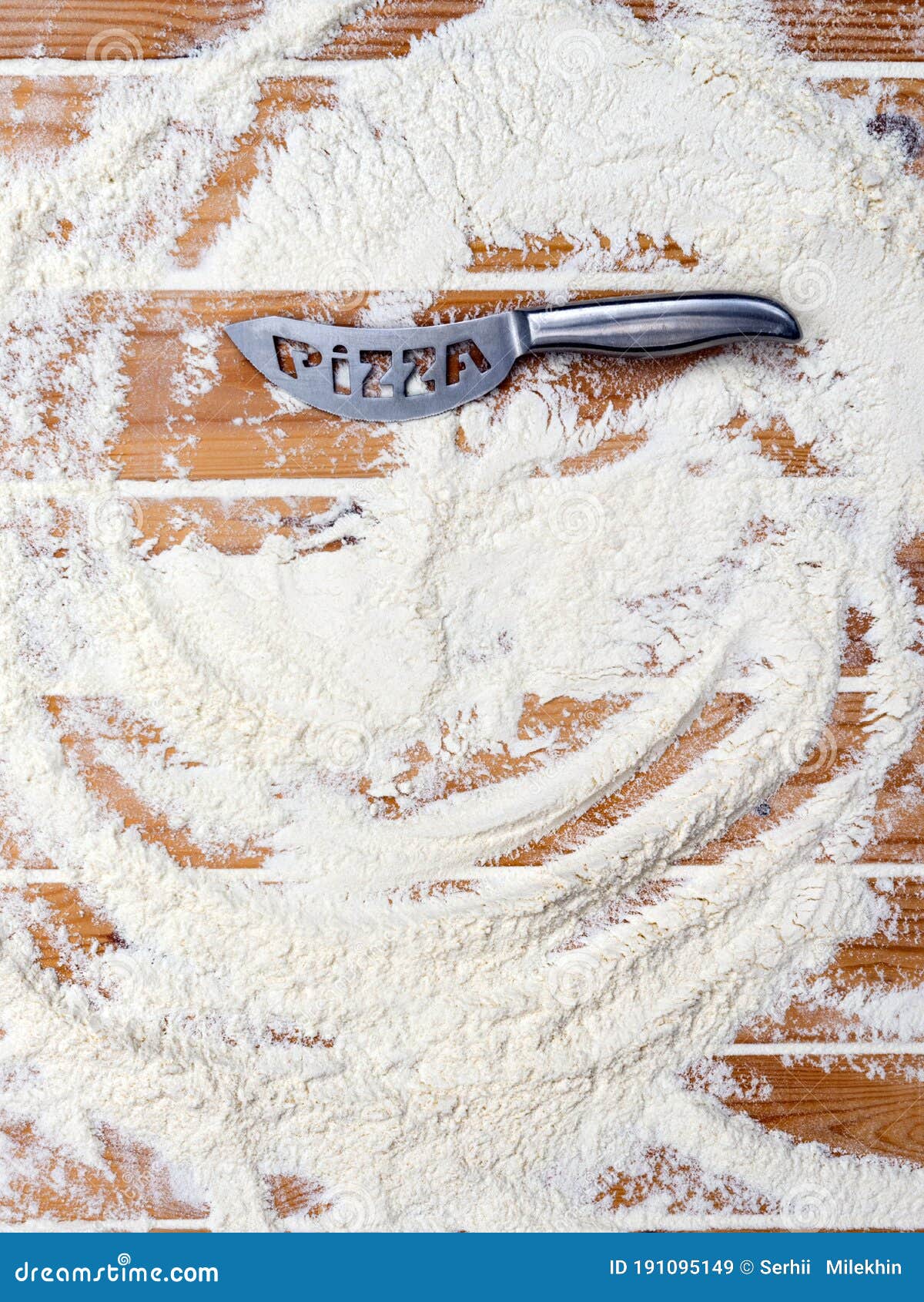 Flour Scattered on the Wooden Table. Flour on the Table Surface. Baking ...