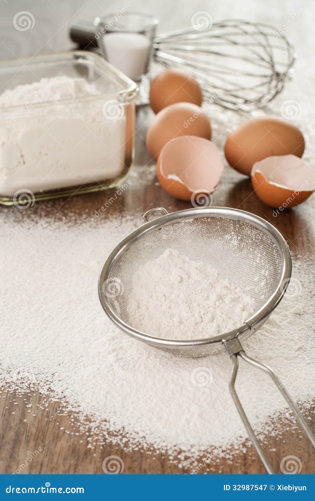 Flour in a Sieve on Kitchen Table. Stock Image - Image of eating, flour ...