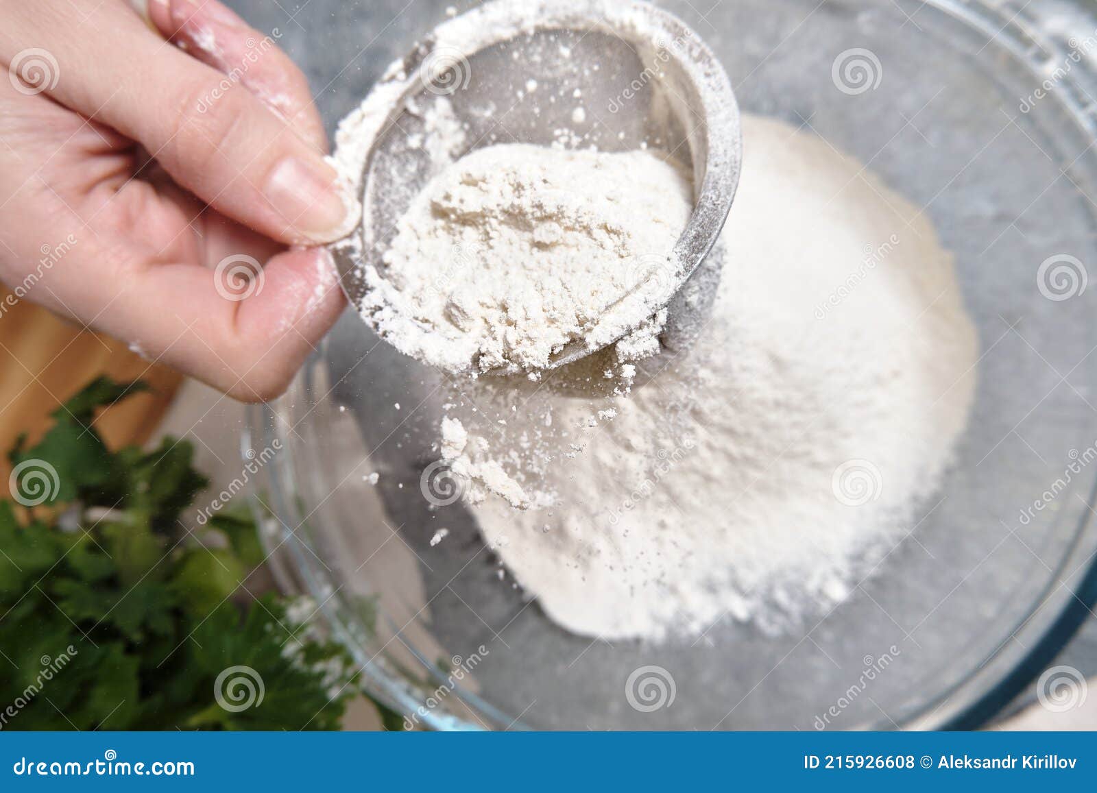 Flour is Sieved with a Metal Sieve Stock Photo - Image of food, flour ...